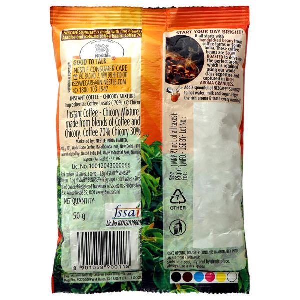 Nescafe Sunrise Premium Instant Coffee Powder 50 g - JioMart