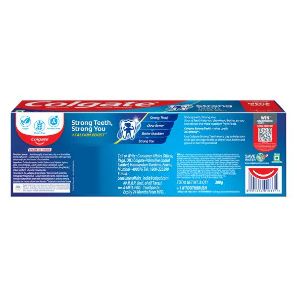 Colgate Strong Teeth Dental Cream Toothpaste with Toothbrush (200 g ...