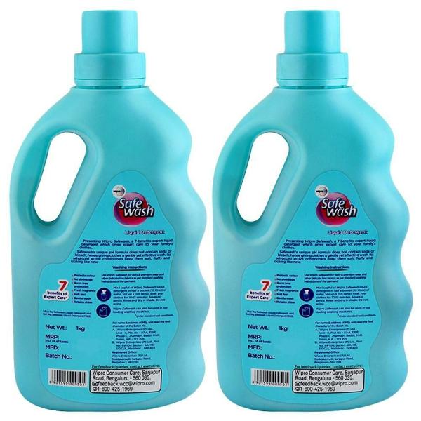 Wipro Safewash Liquid Detergent 1 kg (Buy 1 Get 1 Free) - JioMart