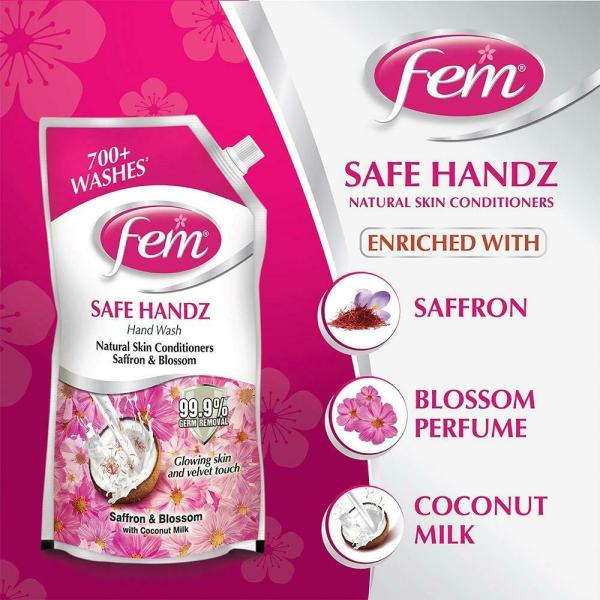 Fem Safe Handz Saffron & Blossom Hand Wash Refill 900 ml - JioMart