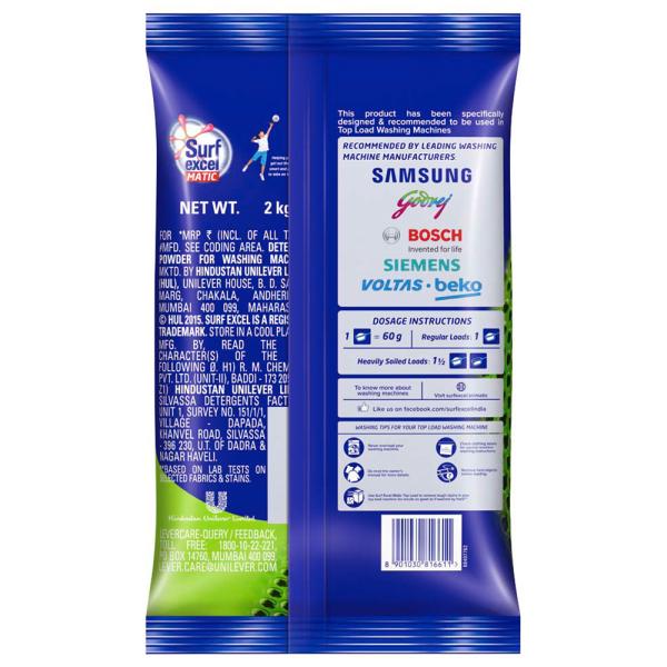 Surf Excel Matic Top Load Detergent Powder 2 kg - JioMart