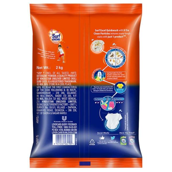 Surf Excel Quick Wash Detergent Powder 2 kg - JioMart