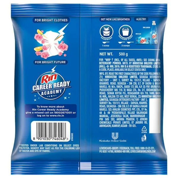 Rin Refresh Lemon & Rose Detergent Powder 500 g - JioMart