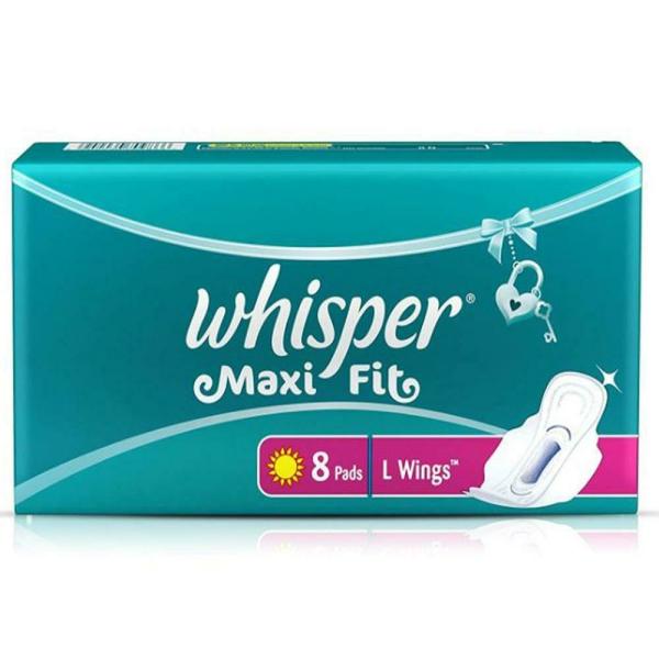 Whisper Maxi Fit Sanitary Napkin with Wings (L) 8 pads - JioMart