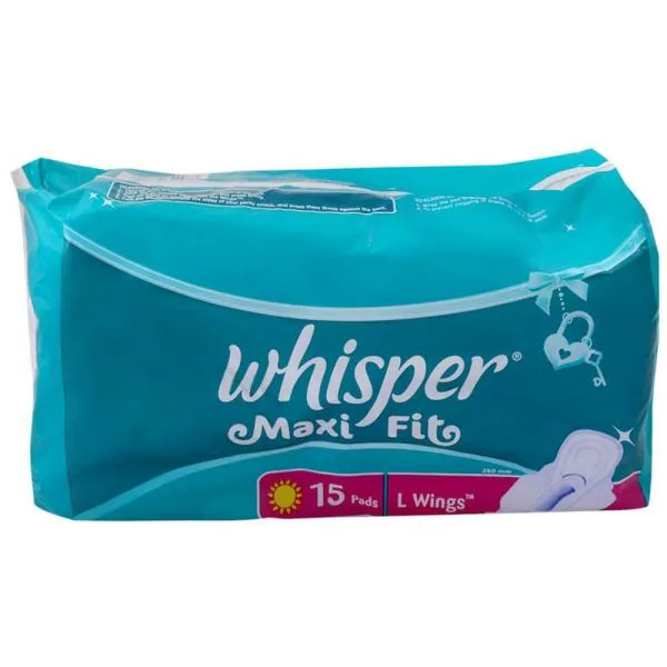 Whisper Maxi Fit Sanitary Napkin with Wings (L) 15 pads - JioMart