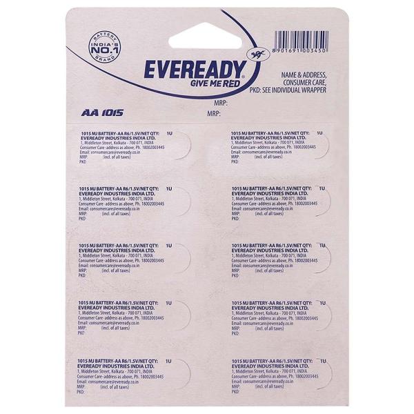 Eveready Red 1015 AA Carbon Zinc Batteries (Pack of 10) - JioMart