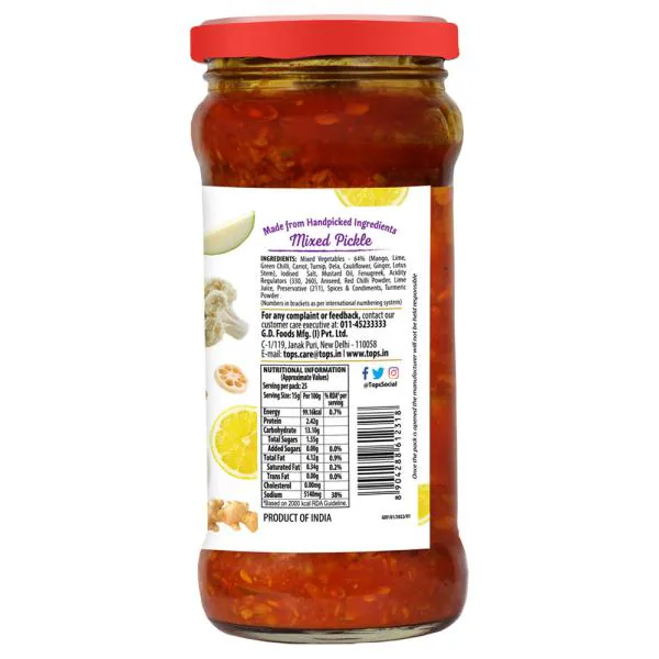 Tops Gold Mixed Pickle 375 g - JioMart