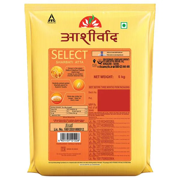 Aashirvaad Select Sharbati Whole Wheat Atta 5 kg - JioMart