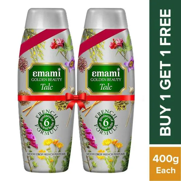 Emami Golden Beauty Moon Drop French Perfume Talc 400 g (Buy 1 Get 1 ...
