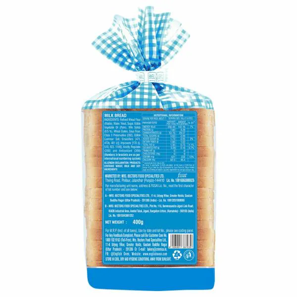 English Oven Milk Sliced White Bread 400 g (Pack) - JioMart