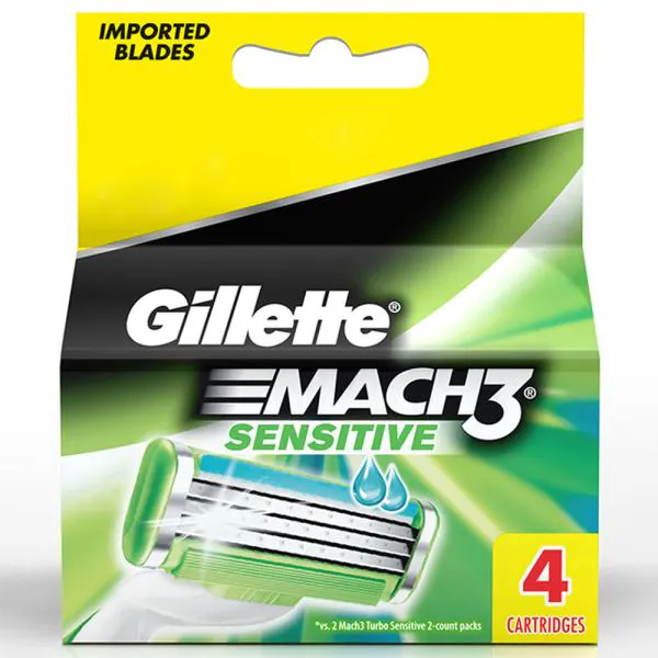Gillette Mach3 Turbo Sensitive Shaving Cartridge 4 pcs - JioMart