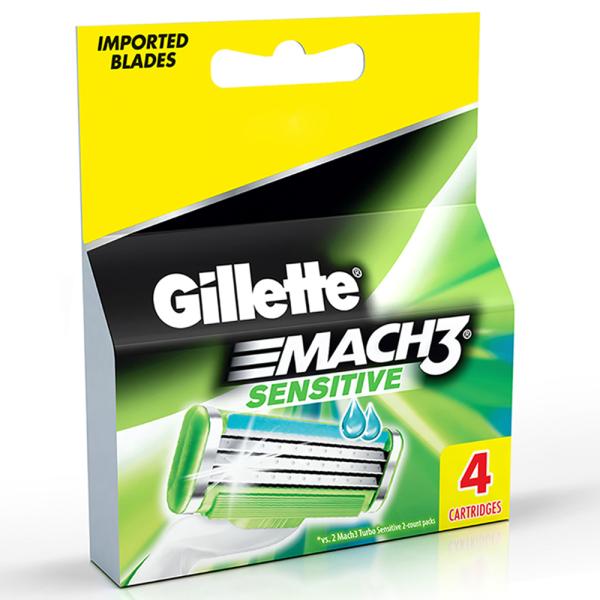 Gillette Mach3 Turbo Sensitive Shaving Cartridge 4 pcs - JioMart