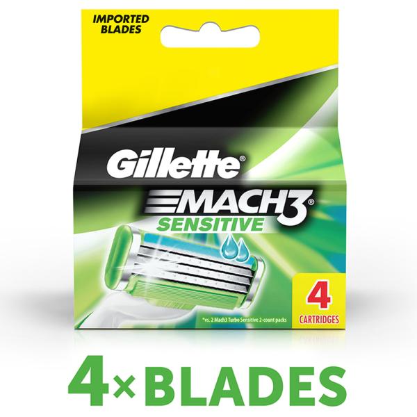Gillette Mach3 Turbo Sensitive Shaving Cartridge 4 pcs - JioMart