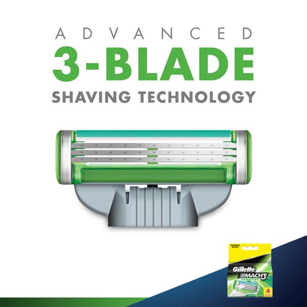 Gillette Mach3 Turbo Sensitive Shaving Cartridge 4 pcs - JioMart