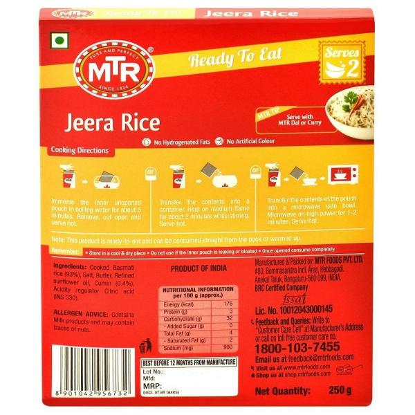 MTR Ready To Eat Jeera Rice 250 g - JioMart