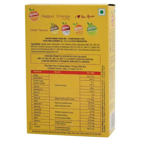 Rasna Nagpur Orange Instant Drink Powder 32 Servings - JioMart