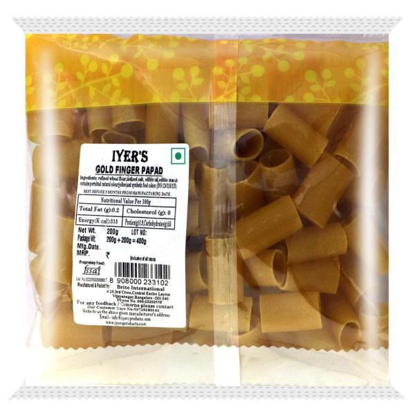 Iyer's Gold Finger Papad 200 g (Buy 1 Get 1 Free) - JioMart