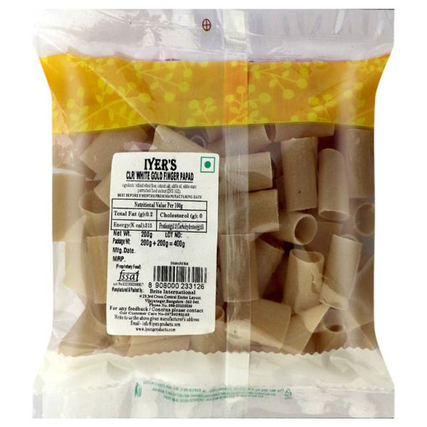 Iyer's White Gold Finger Papad 200 g (Buy 1 Get 1 Free) - JioMart