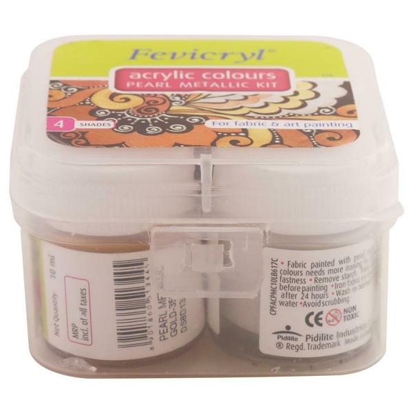 Pidilite Fevicryl Pearl Metallic Acrylic Colours Kit 40 ml (4 Shades ...