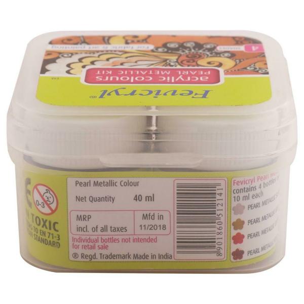 Pidilite Fevicryl Pearl Metallic Acrylic Colours Kit 40 ml (4 Shades ...