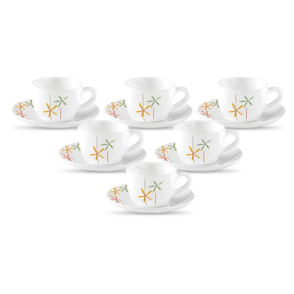 La Opala Princess Floral Assorted Colour Opalware Cup and Saucer Set ...