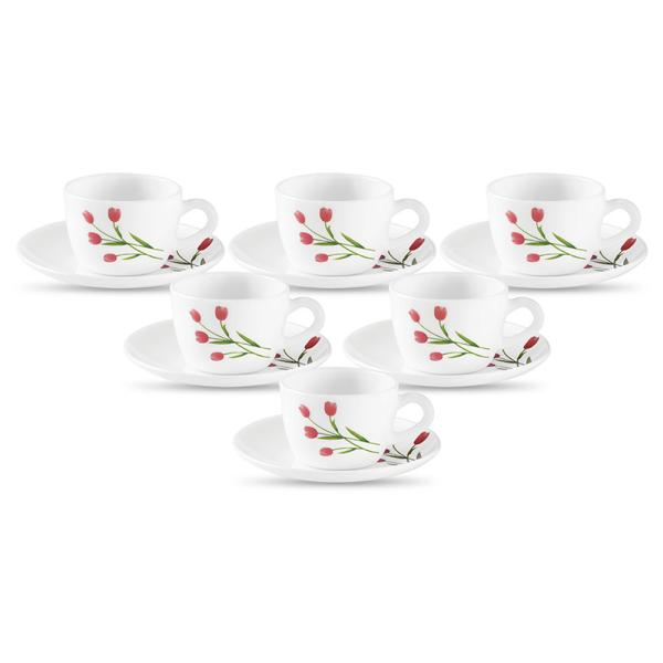 La Opala Princess Floral Assorted Colour Opalware Cup and Saucer Set ...