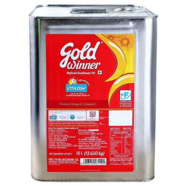 Gold Winner Refined Sunflower Oil 15 L - JioMart