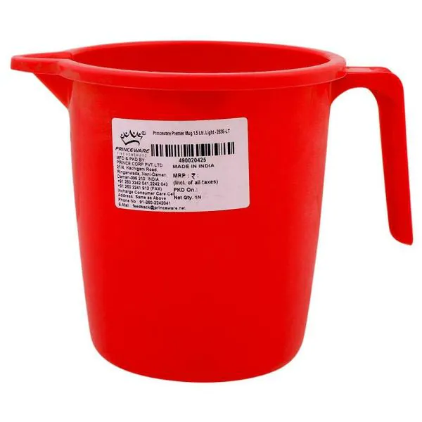 Princeware Red Plastic Bath Mug 1.5 L - JioMart