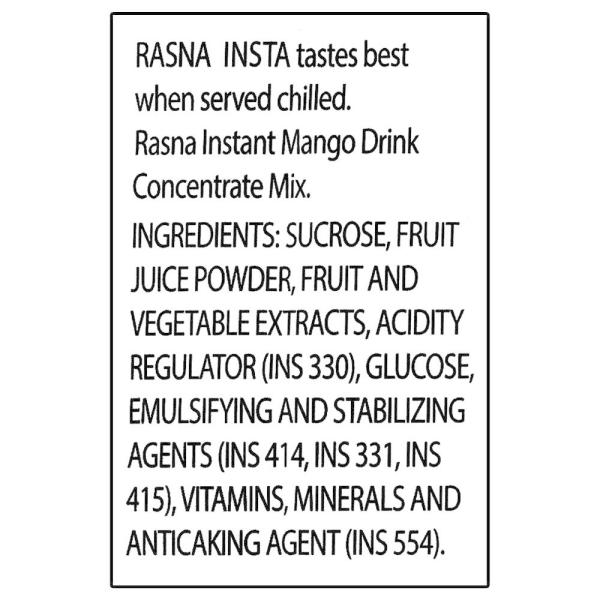 Rasna Insta Mango Instant Drink Powder 750 g - JioMart