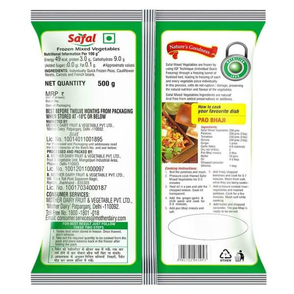 Safal Frozen Mix Vegetables 500 g - JioMart