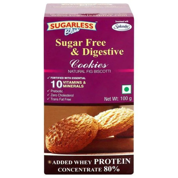 Sugarless Bliss Sugar Free Digestive Natural Fig Biscotti Cookies 100 g ...