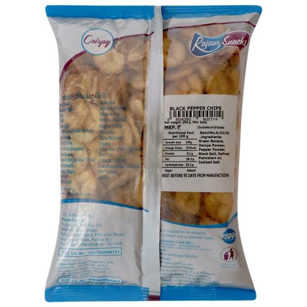 Rajam Snacks Black Pepper Banana Chips 200 g - JioMart