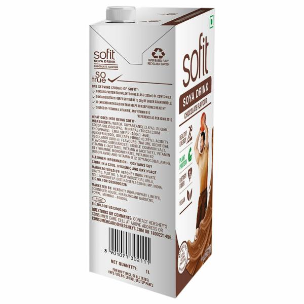 Sofit Chocolate Flavoured Soya Milk 1 L (Tetra Pak) - JioMart