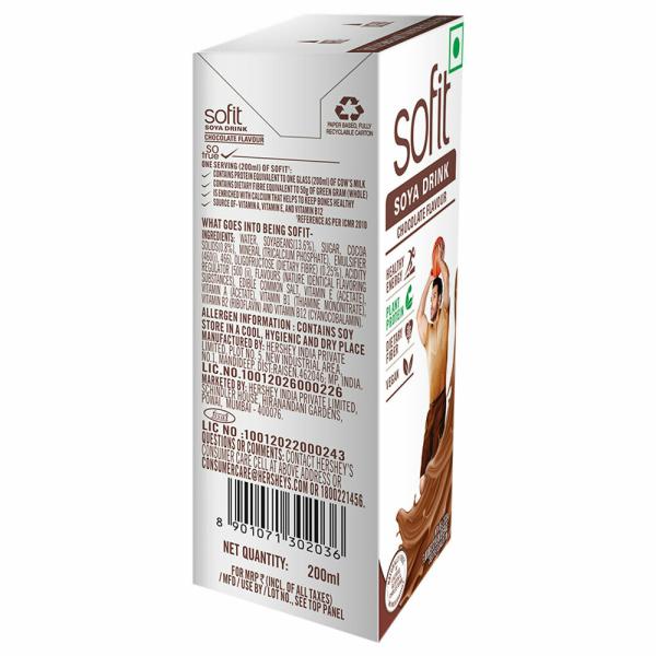 Sofit Chocolate Flavoured Soya Milk 200 ml (Tetra Pak) - JioMart