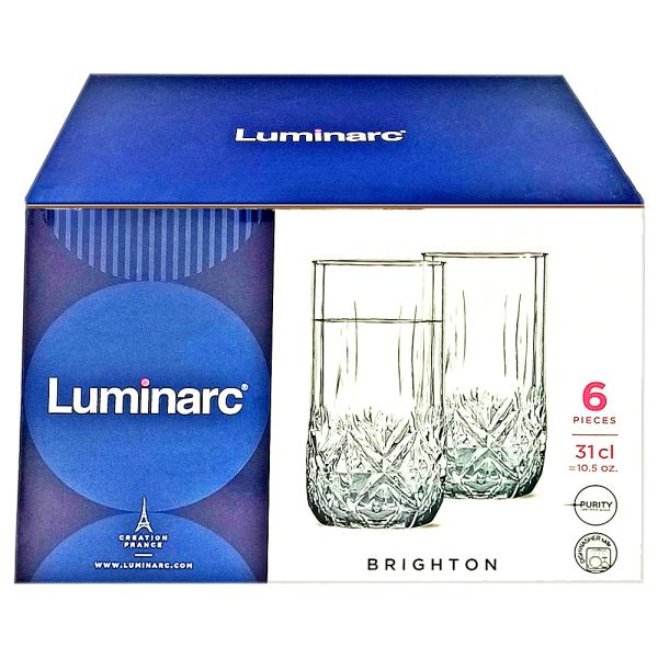 Luminarc Brighton Glass Tumbler 310 ml (Set of 6) - JioMart