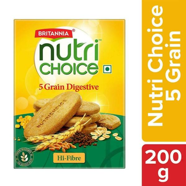 Britannia NutriChoice Hi-Fibre 5 Grain Digestive Biscuits 200 g - JioMart