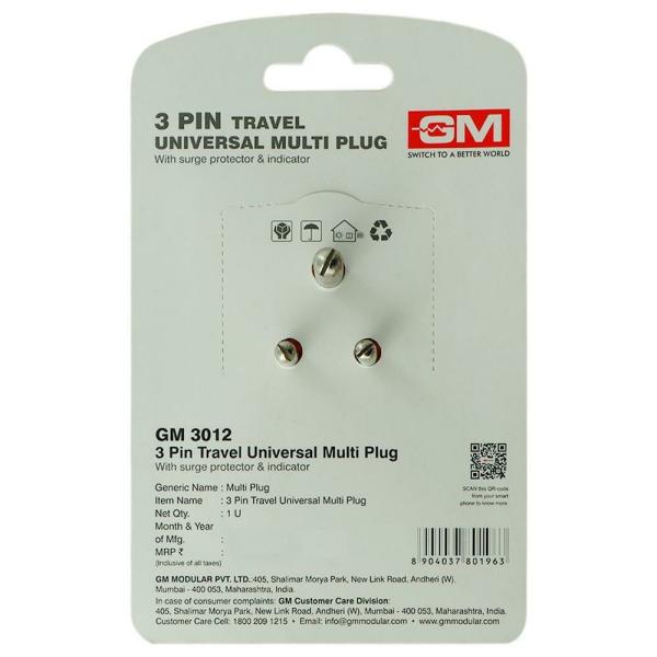 GM 3-Pin Multiplug Travel Adaptor with Surge Protector - JioMart