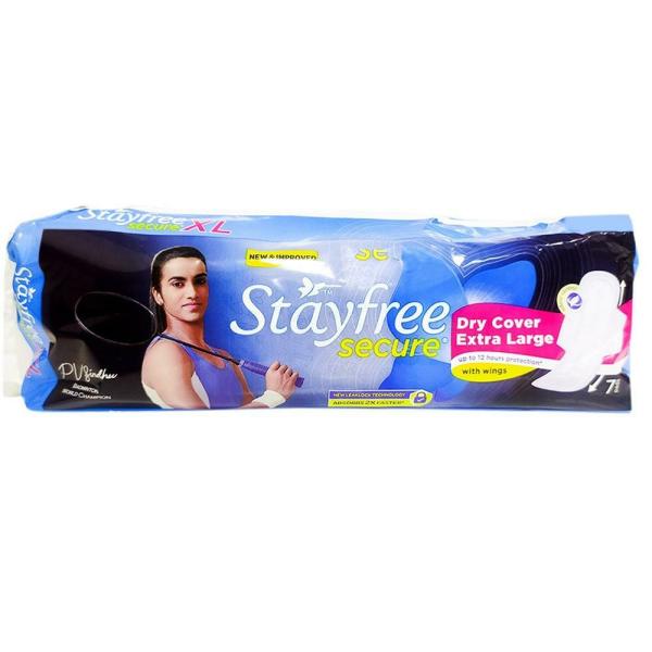 Stayfree Secure Dry Cover Sanitary Napkin with Wings (XL) 7 pads - JioMart