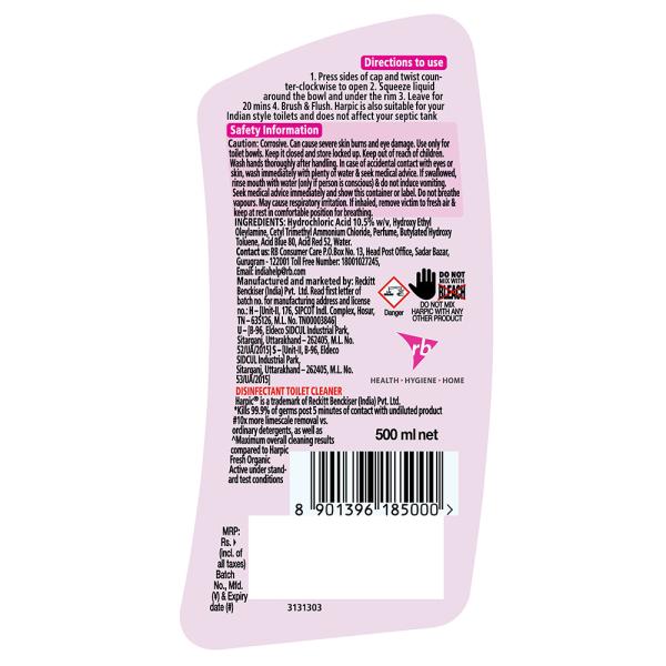 Harpic Power Plus Rose Disinfectant Toilet Cleaner 500 ml - JioMart