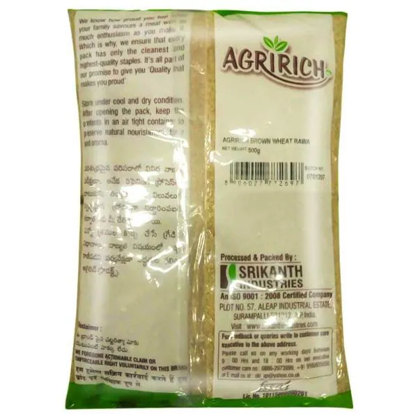 Agririch Brown Wheat Rawa 500 g - JioMart