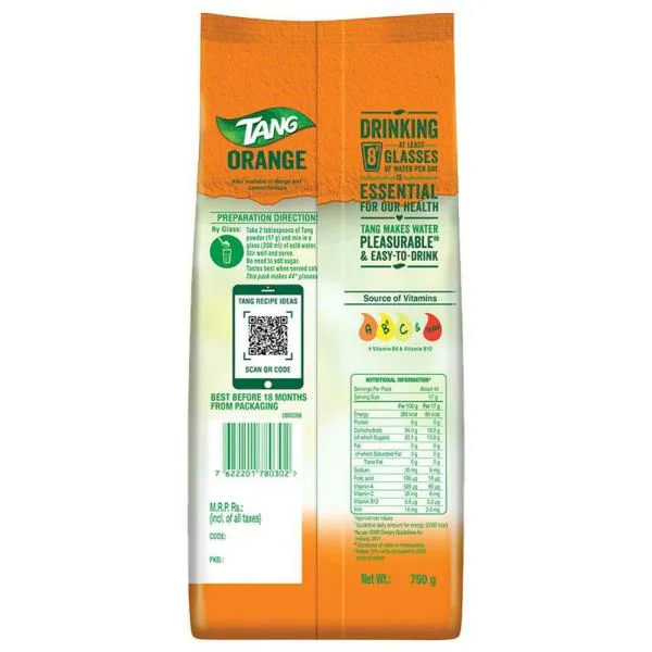 Tang Orange Instant Drink Powder 750 g - JioMart