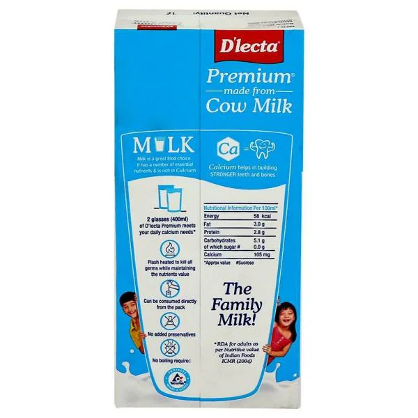 D'lecta Premium Toned Cow Milk 1 L (Tetra Pak) - JioMart