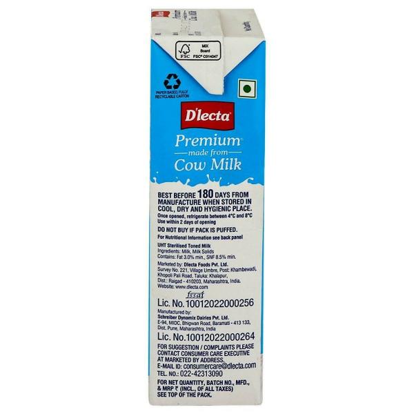 D'lecta Premium Toned Cow Milk 1 L (Tetra Pak) - JioMart