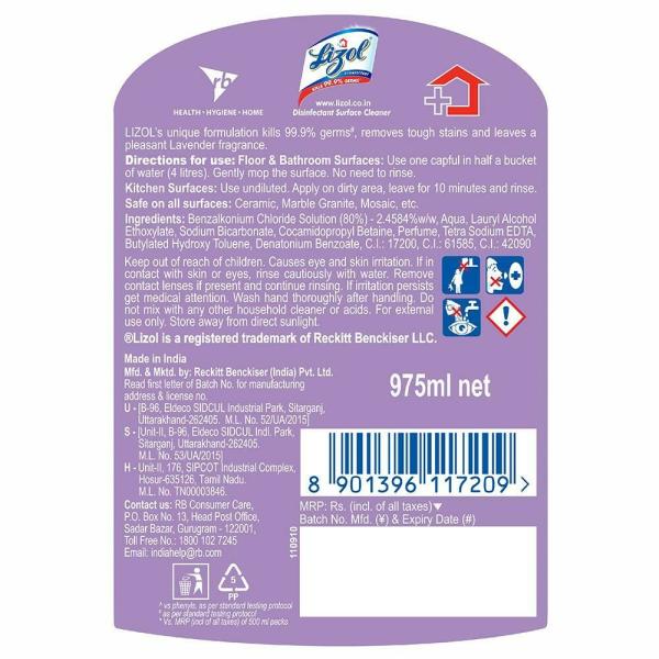 Lizol Lavender Disinfectant Surface Cleaner 975 ml - JioMart