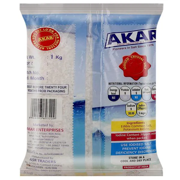 Akar Iodised Crystal Salt 1 kg - JioMart