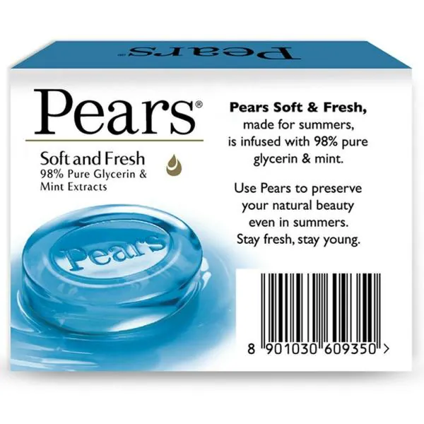 Pears Soft & Fresh Bar with Glycerin & Mint Extracts 125 g - JioMart