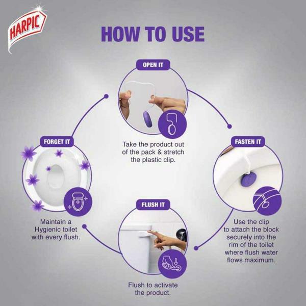 Harpic Hygienic Lavender Toilet Rim Block 26 g - JioMart