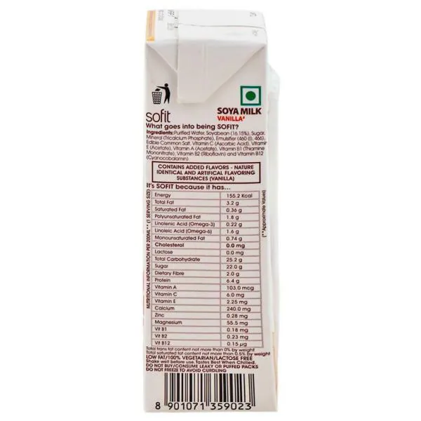 Sofit Vanilla Flavoured Soya Milk 200 ml (Tetra Pak) - JioMart