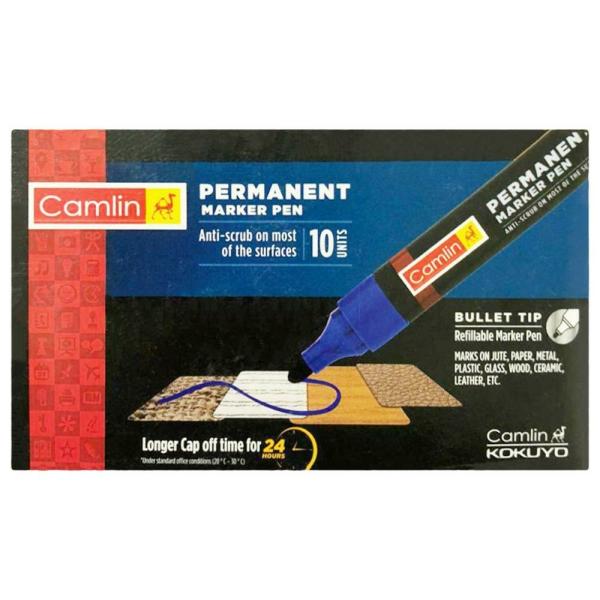 Camlin Blue Permanent Marker Pen (Pack of 10) - JioMart