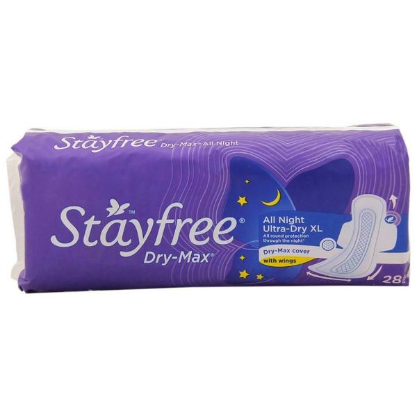 Stayfree Dry-Max All Night Ultra Sanitary Napkin with Wings (XL) 28 ...
